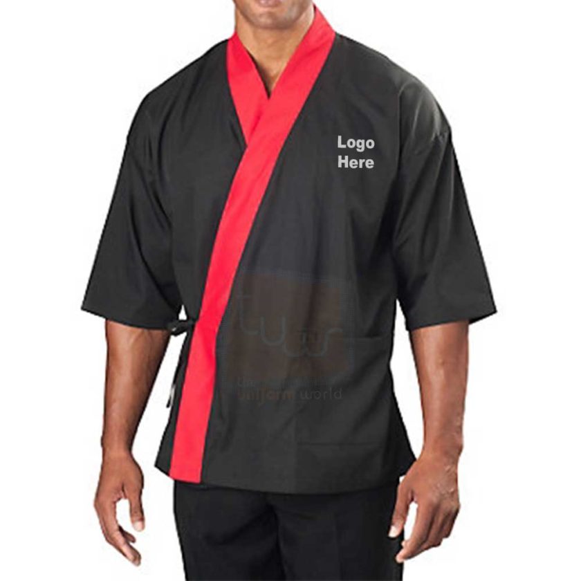 Sushi Chef Coat Black with Panel Contrast - Dubai UAE | Leading ...