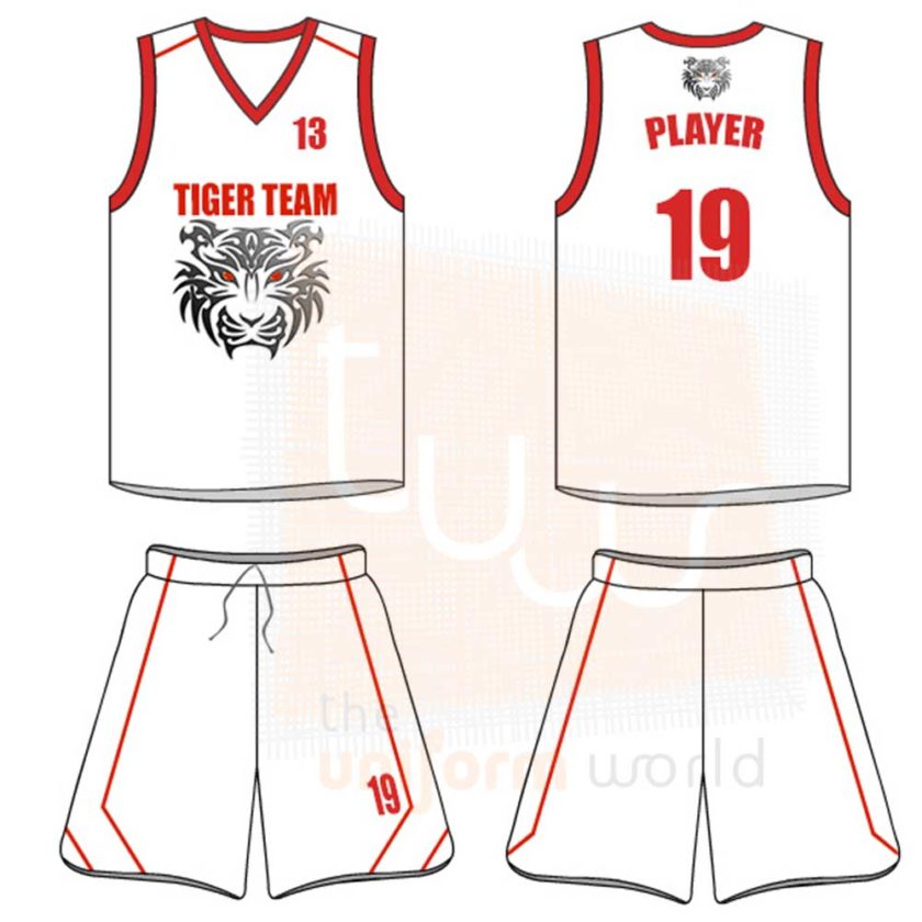 White 2-Tone Basketball Jerseys Uniforms V-Neck - Dubai UAE | Leading ...