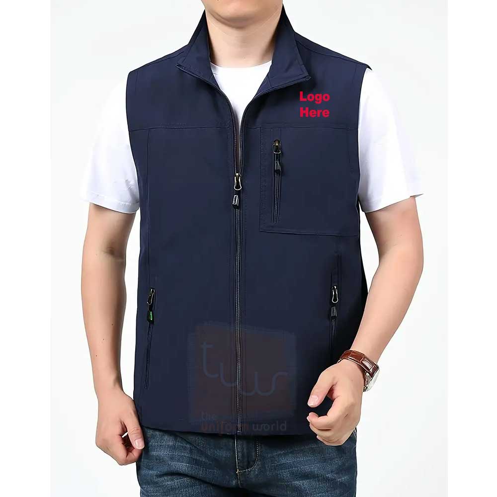 Navy Blue Outdoor Vest Jacket with Zipped Pockets Supplier Dubai UAE