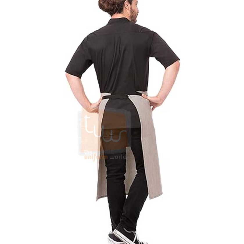 Grey Waist Bistro Apron with Brown Contrast Strap Tailoring Supplier in ...